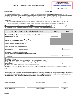 Fillable Online 2019-2020 Parent Asset Clarification Form Fax Email ...