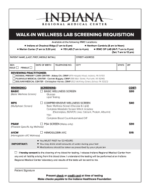 Fillable Online PDF WALK-IN WELLNESS LAB SCREENING REQUISITION ...