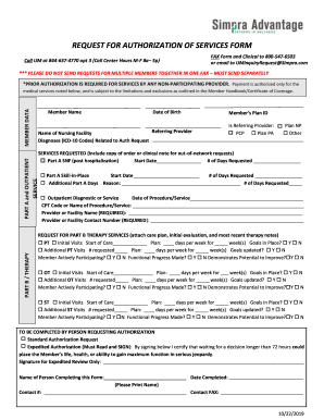 Fillable Online Simpra Advantage Request for Authorization of Services Form Fax Email Print ...