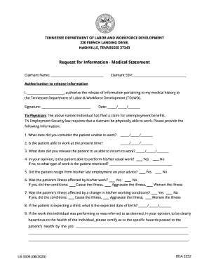 Fillable Online Request for Information - Medical Statement Fax Email ...