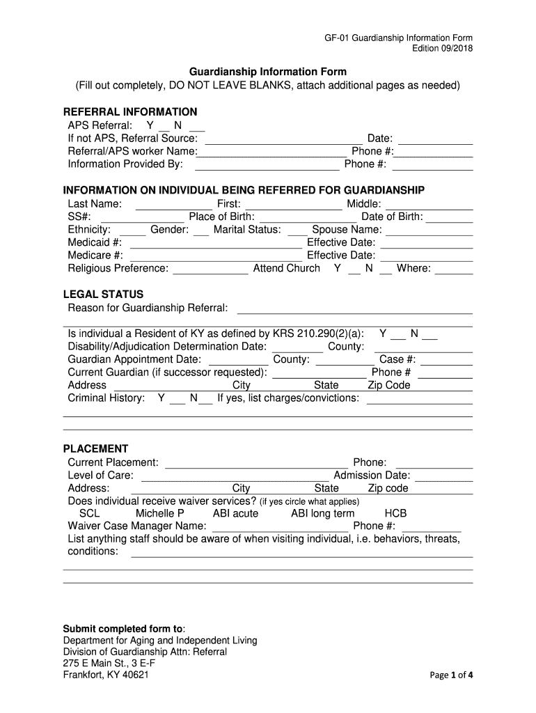 Fillable Online 4783.5 Documenting the APS Guardianship Referral Form ...