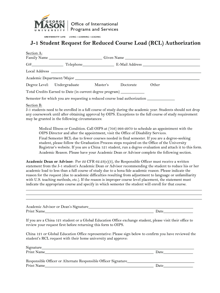 Fillable Online Request-for-Reduced-Course-Load-J1-Updated-February ...
