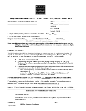 Fillable Online 202021 GRE Fee Reduction Request Form - ETS Fax Email ...