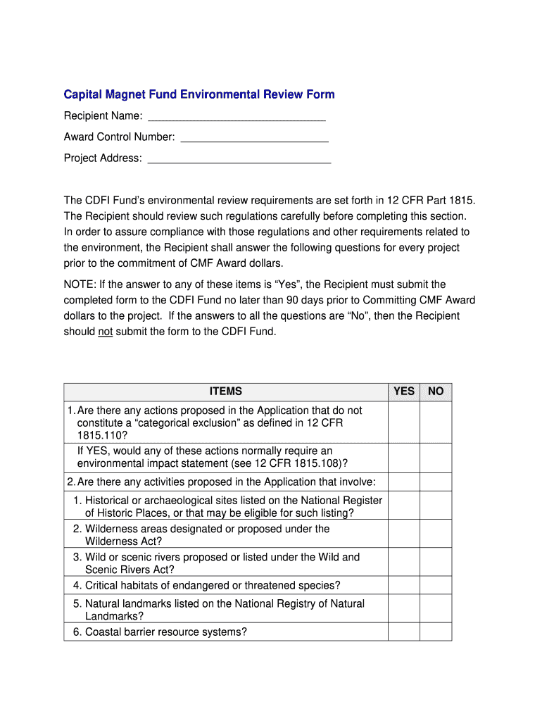 Fillable Online Program Environmental Review Form Fax Email Print ...