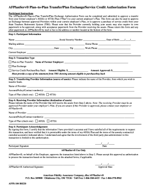 Fillable Online The AFPlanServ Plan-to-Plan Transfer/Plan Exchange ...