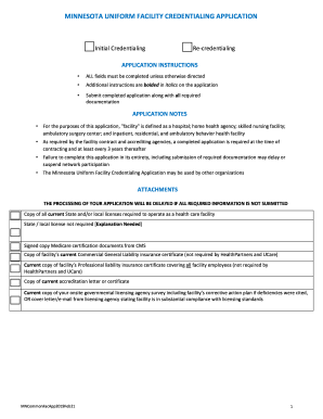 Fillable Online MN Uniform Facility Credentialing Application Form (pdf) Fax Email Print - pdfFiller