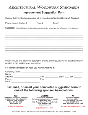Fillable Online wicnet Architectural Woodwork Standards Suggestion Form ...