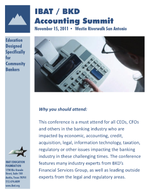 Fillable Online ibat IBAT / BKD Accounting Summit - Independent Bankers ...
