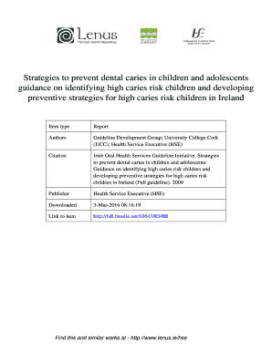 Fillable Online guidance on identifying high caries risk children and ...