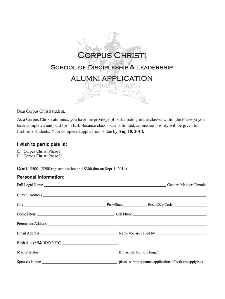Fillable Online Dear Corpus Christi student, Fax Email Print - pdfFiller