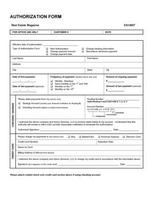 Fillable Online AUTHORIZATION FORM - Real Estate Magazine Fax Email ...