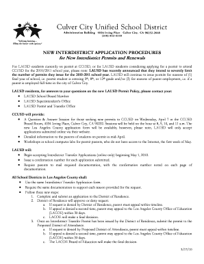 Fillable Online NEW INTERDISTRICT APPLICATION PROCEDURES Fax Email ...