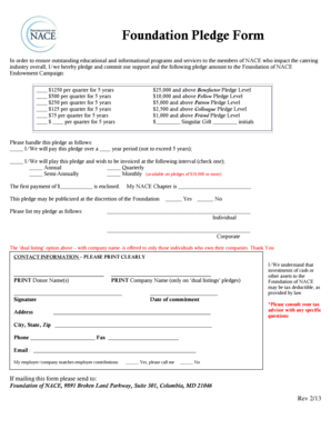 Fillable Online nace Pledge and Installment form - nace Fax Email Print ...