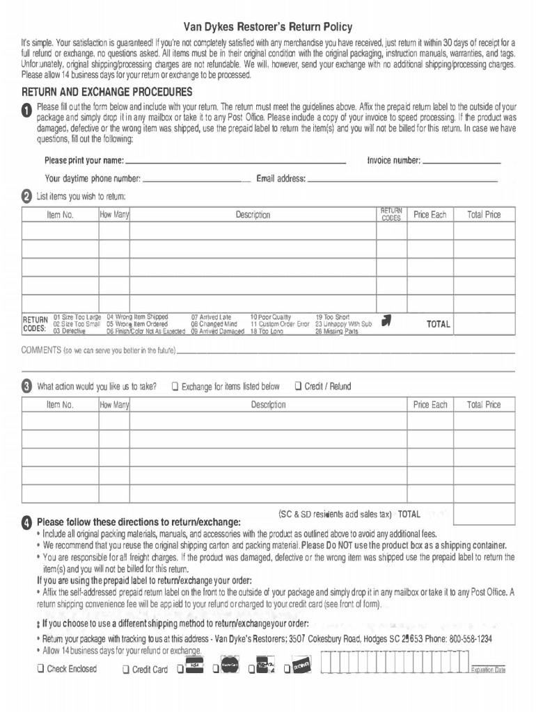 Fillable Online Return Form (PDF) Fax Email Print - pdfFiller
