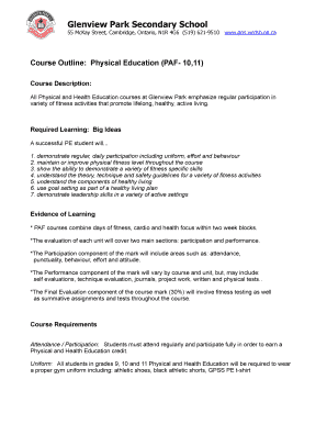 Fillable Online gps wrdsb Common Course Outline PAF - Glenview Park ...