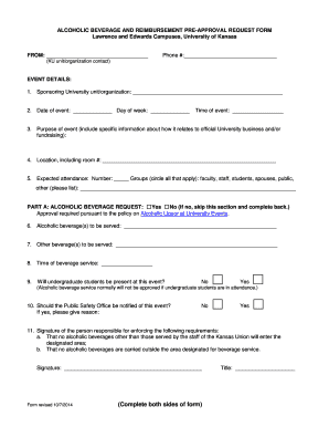 Fillable Online union ku Alcoholic Beverage Request Form - KU Memorial ...
