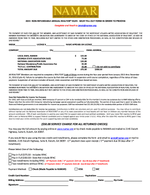 Fillable Online namar MUST FILL OUT FORM IN ORDER TO PROCESS - namar ...