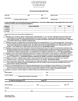 Fillable Online losmedanos Petition for Course Repetition - Los Medanos ...