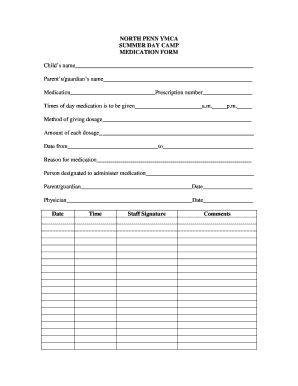 Fillable Online northpennymca NORTH PENN YMCA SUMMER DAY CAMP ...
