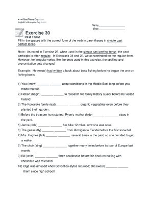 Fillable Online englishforeveryone Org 2008 Name Date Exercise 30 Past ...