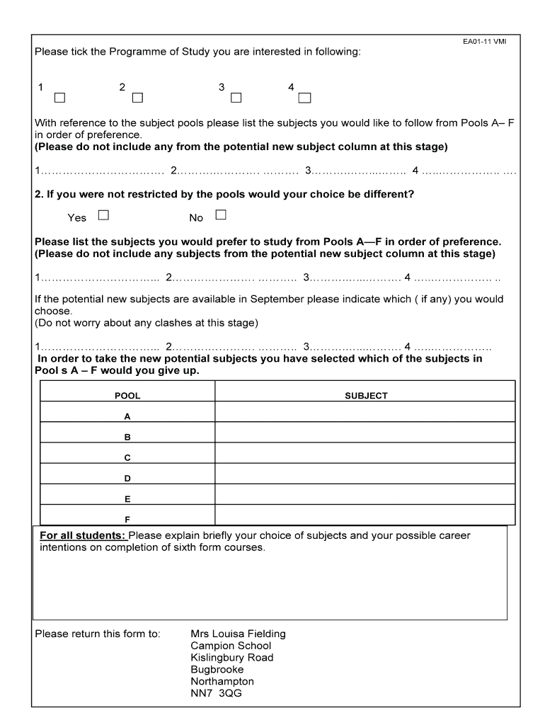 Fillable Online campion web6 devwebsite co External Application Form Page 2 - Campion School ...