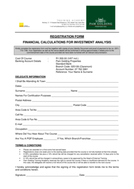 Fillable Online pamgolding co Financial Calculations Registration Form ...
