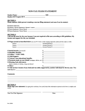 Fillable Online NON-TAX FILER STATEMENT - Columbia Southern University ...