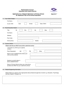 Fillable Online renfrewshire gov Deferred entry application form ...