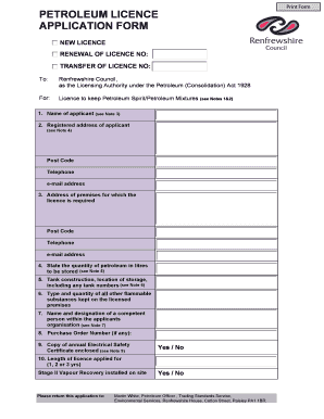 Fillable Online renfrewshire gov PETROLEUM LICENCE APPLICATION FORM ...