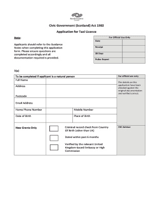 Fillable Online renfrewshire gov Taxi Licence - Guidance Notes ...