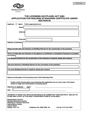 Fillable Online renfrewshire gov The licensing (scotland) act 2005 ...