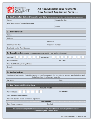 Fillable Online Ad-Hoc New Claimant Form - Portal - Southampton Solent ...