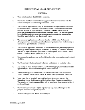 Fillable Online EDUCATIONAL LEAVE APPLICATION - Cape Breton Local Fax ...