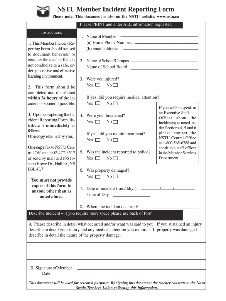 Fillable Online Incident Reporting form. Incident Reporting form Fax ...