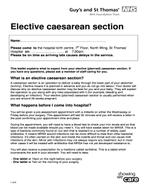 Fillable Online Elective caesarean section Fax Email Print - pdfFiller