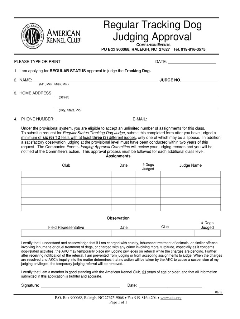 Fillable Online images akc Regular Tracking Dog - images akc Fax Email ...