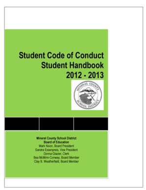 Fillable Online mineral k12 nv STUDENT CODE OF CONDUCT AND HANDBOOK Student Code of Conduct ...