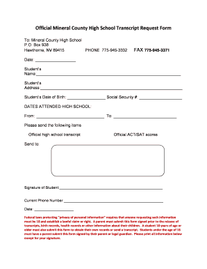 Fillable Online mineral k12 nv Official Mineral County High School ...