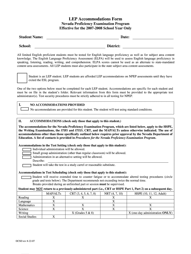 Fillable Online Nevada Proficiency Examination Program Fax Email Print ...