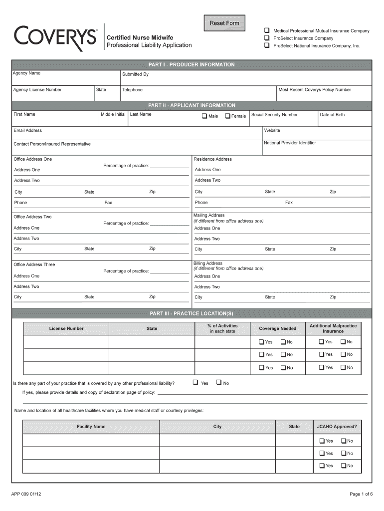 Fillable Online Certified Nurse Midwife Application - AE Barnes Fax ...
