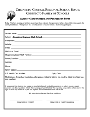 Fillable Online prhs ccrsb Activity Information and Permission form ...