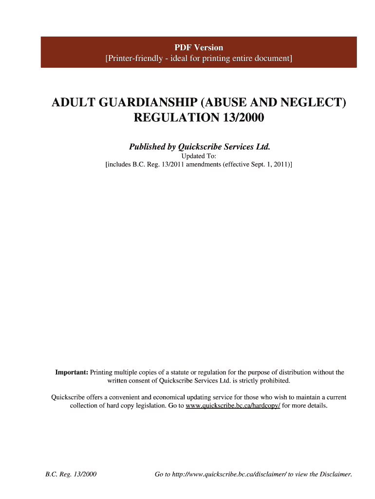 Fillable Online ADULT GUARDIANSHIP (ABUSE AND NEGLECT) Fax Email Print - pdfFiller