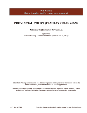 Fillable Online PROVINCIAL COURT (FAMILY) RULES 41798 Fax Email Print ...