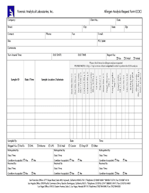 Fillable Online Forensic Analytical Laboratories, Inc. Allergen ...