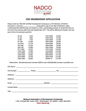 Fillable Online nadco CDC MEMBERSHIP bAPPLICATIONb - NADCO - nadco Fax ...