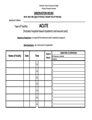 Fillable Online ntcc Observation Hours Forms - Northeast Texas ...