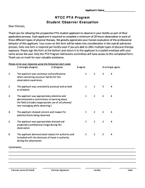 Fillable Online ntcc Student Observer Evaluation Forms - ntcc Fax Email ...