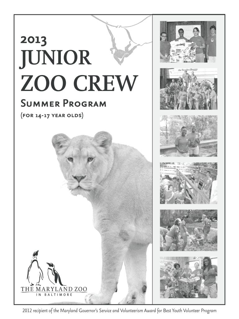 Fillable Online ZOO CREW - The Maryland Zoo in Baltimore Fax Email ...
