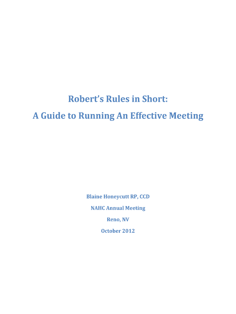 Fillable Online Roberts Rules in Short: Fax Email Print - pdfFiller