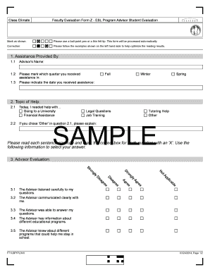 Fillable Online Faculty Evaluation Form Z - ESL Program Advisor Student ...